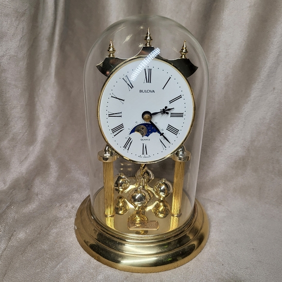 Bulova | Accents | Bulova Quartz Anniversary Clock With Moon Phase Dial ...